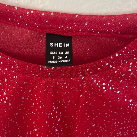 SHEIN | Dresses | Nwot Shein Sparkly Red Dress | Poshmark